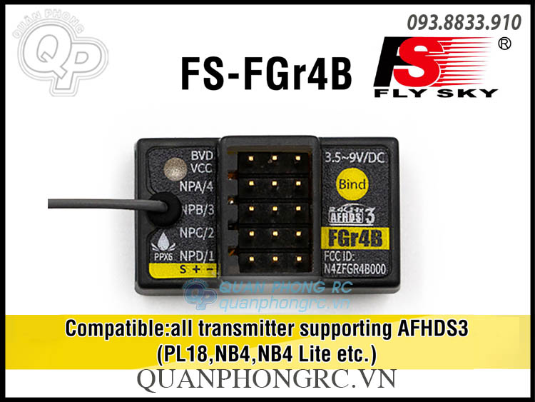 Bộ Thu Sóng FS-FGr4B 2.4Ghz 4CH AFHDS3 Receiver Cho FlySky Noble ...