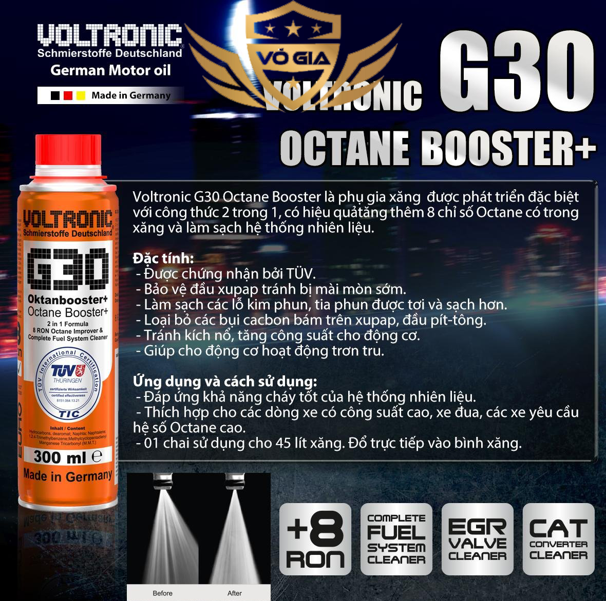 Voltronic G30 Octane Booster Phụ Gia Xăng Tăng Octane Làm Sạch Hệ Thống Nhiên Liệu - Buồng Đốt ...