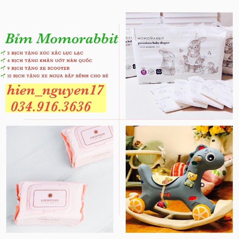 Bỉm dán/quần momo rabit s50/M44/L40/xl36/L28/xl22/xxl18 - MixASale