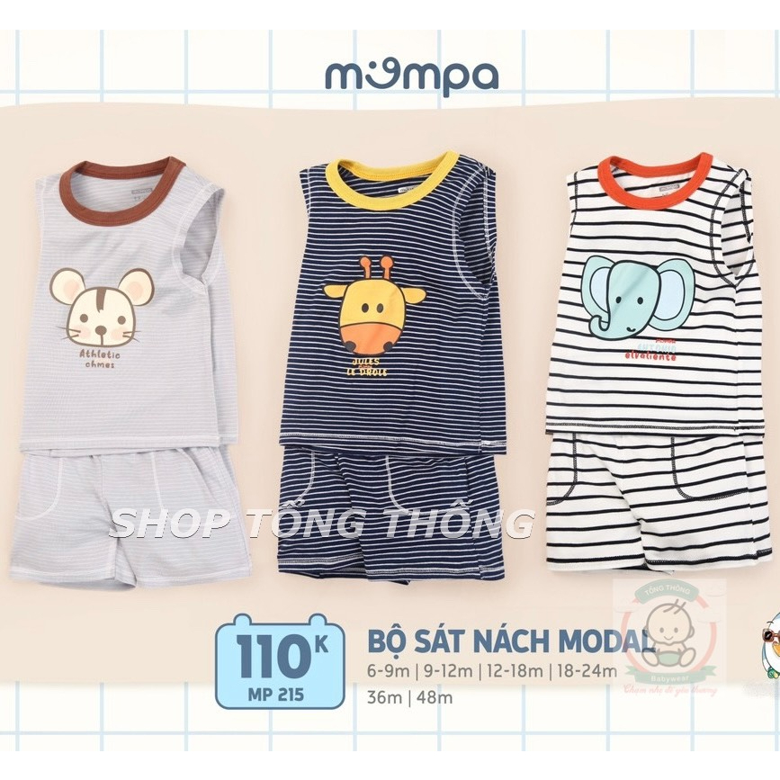 Bộ quần áo cộc tay cho bé Mompa 6 tháng - 4 tuổi vải Modal cài vai ...