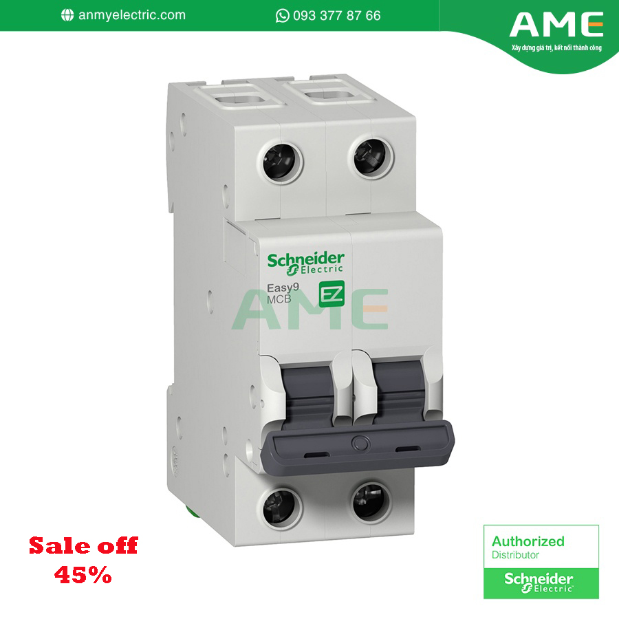 Cầu dao tự động Schneider, MCB, CB tép Easy9 2P 40A Schneider Electric ...