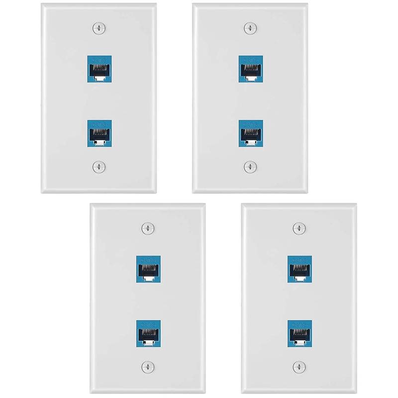4 Pieces 2 Port Ethernet Wall Plate, RJ45 Cat6 Female to Female Jack ...