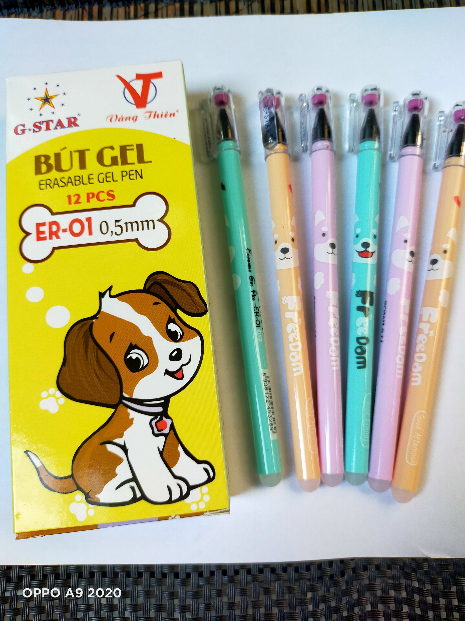 Hộp 12 cây bút gel tím xoá được ER-01 Gstar dành cho học sinh tiểu học có đầu gôm tẩy xoa khi bé ...