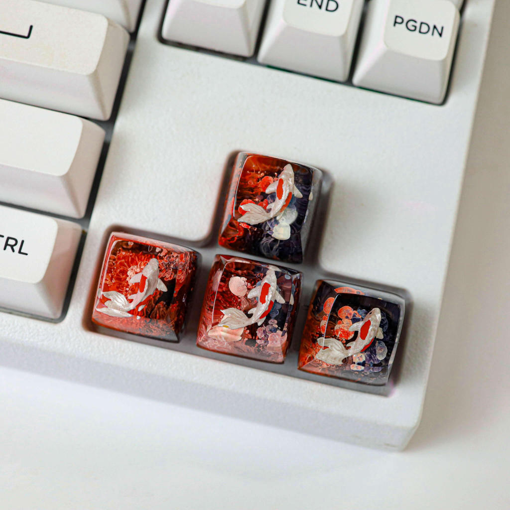 Keycap cá koi đen đỏ SA profile nút bàn phím cá koi sắc màu giá rẻ cho ...