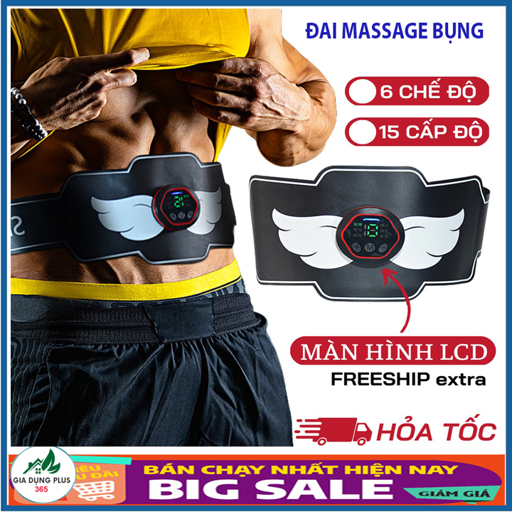 Máy massage hỗ trợ tập gym xung điện EMS, Máy massa body bụng 6 chế độ ...