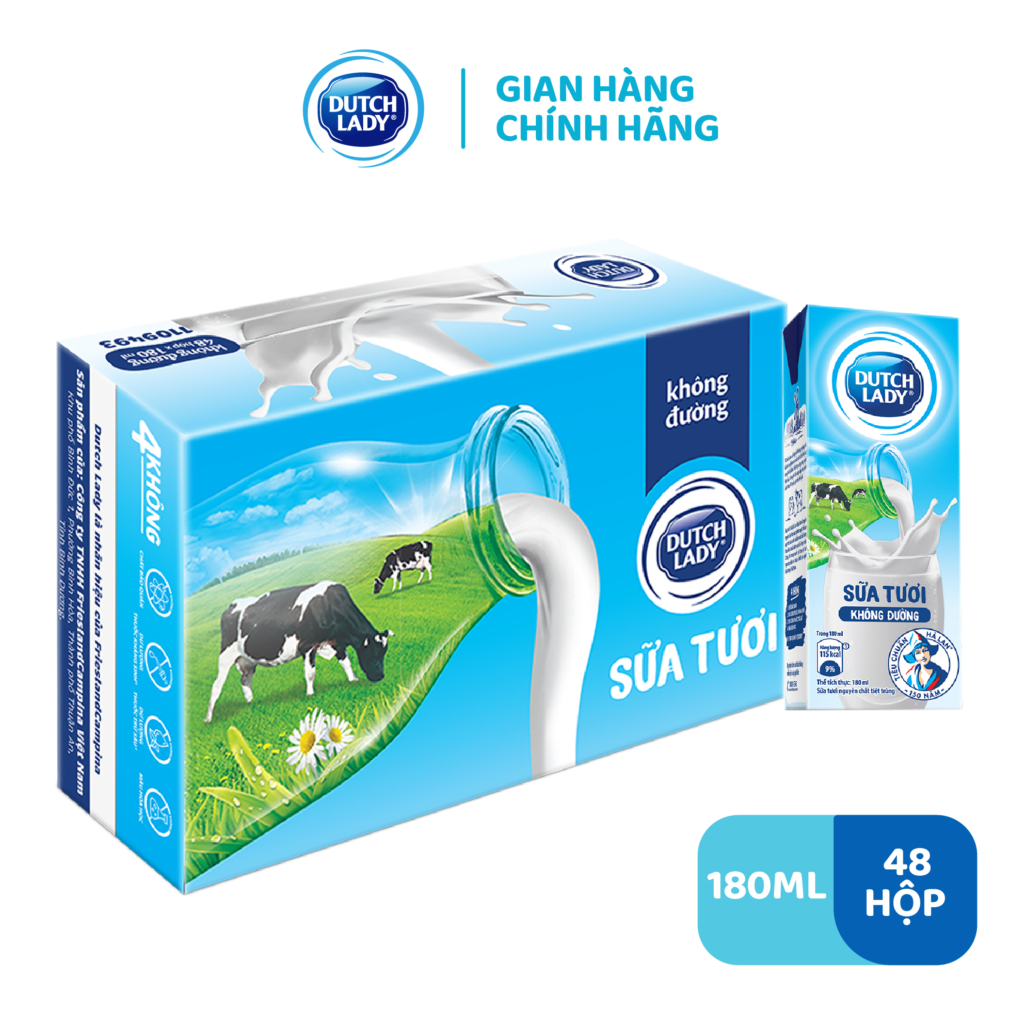 Thùng 48 Hộp Sữa Tươi Tiệt Trùng Dutch Lady Cô Gái Hà Lan Không Đường ...