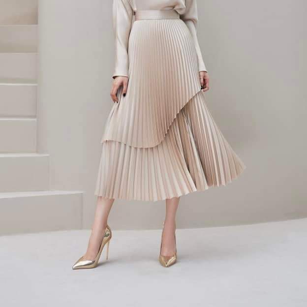 [Váy Hot 2022] Chân Váy Xếp Ly Hai Tầng dáng dài Vải Lụa Satin. Váy ...