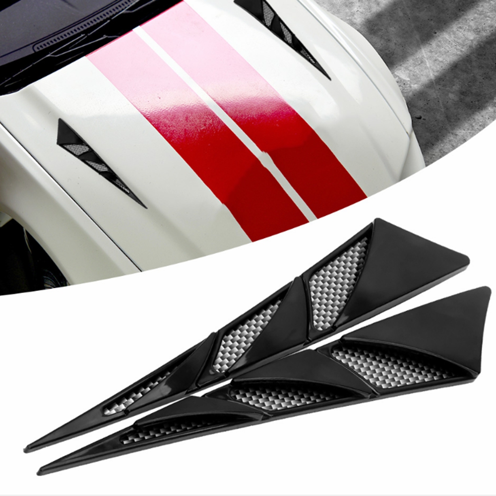 1 Pair Exterior ABS Car-styling Black Silver Car Hood Sticker Side Flow ...