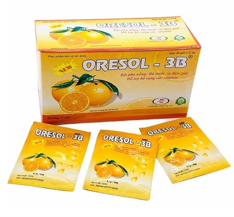 Thực phẩm bảo vệ sức khỏe ORESOL 3B / Oresol cam - gói uống bù nước bù ...