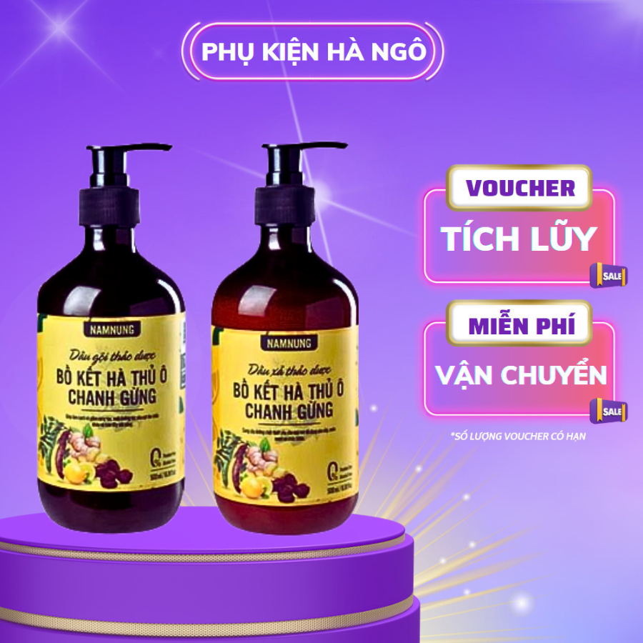 Dầu gội thảo dược namnung dung tích 500mlCombo gội xả Bồ kết Hà thủ ô ...