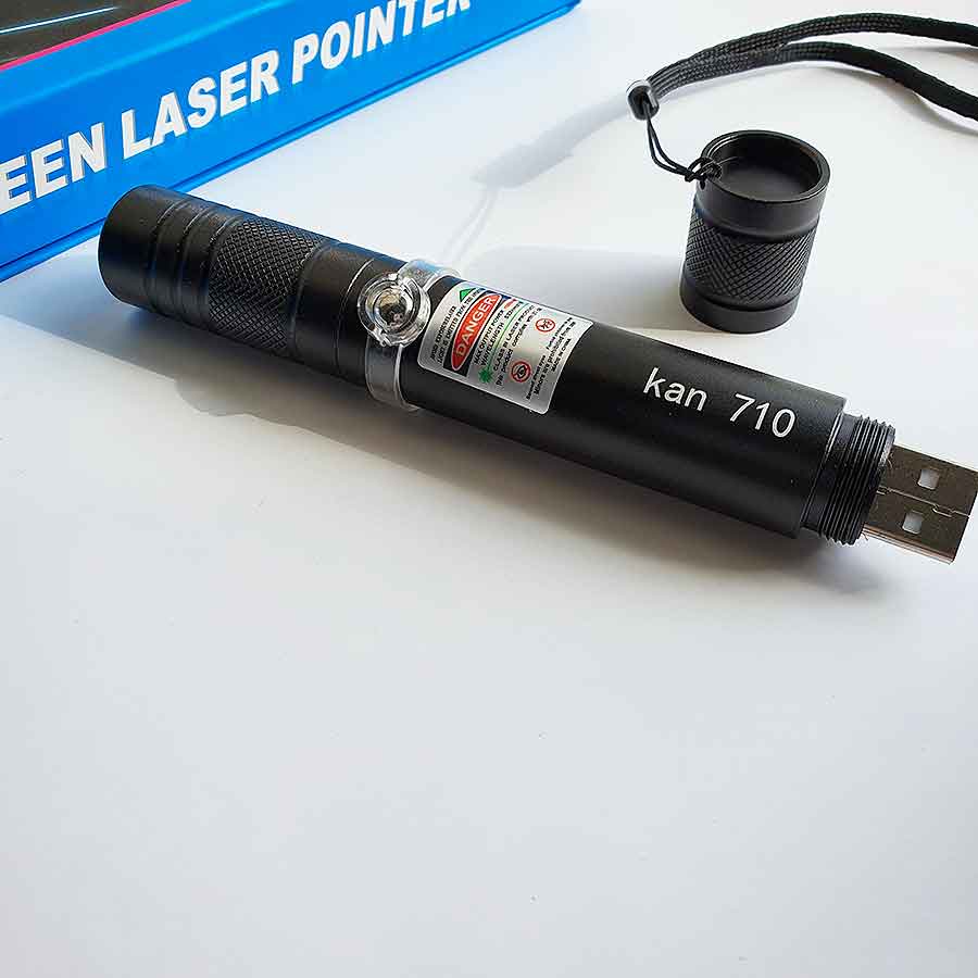 Bút Laze Laser Công Trình KAN 710 14cm Sạc USB Vỏ ĐenTia Xanh Lá - MixASale