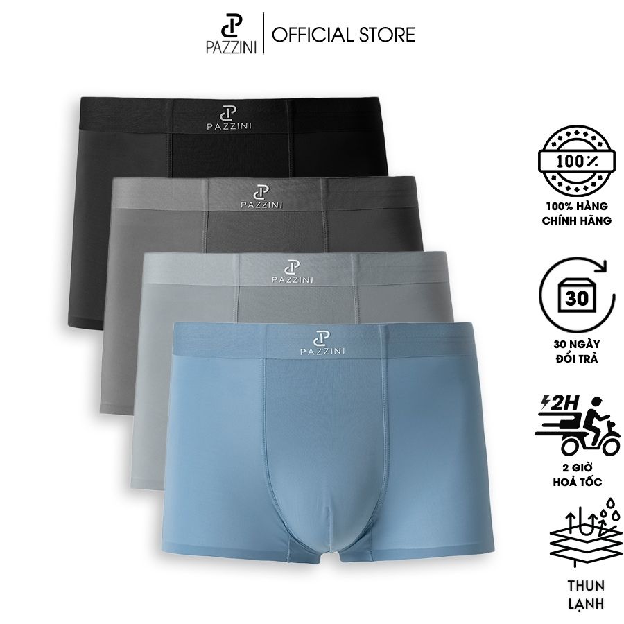 Combo 4 quần lót nam boxer PAZZINI modal gỗ sồi cao cấp quần sịp nam co ...