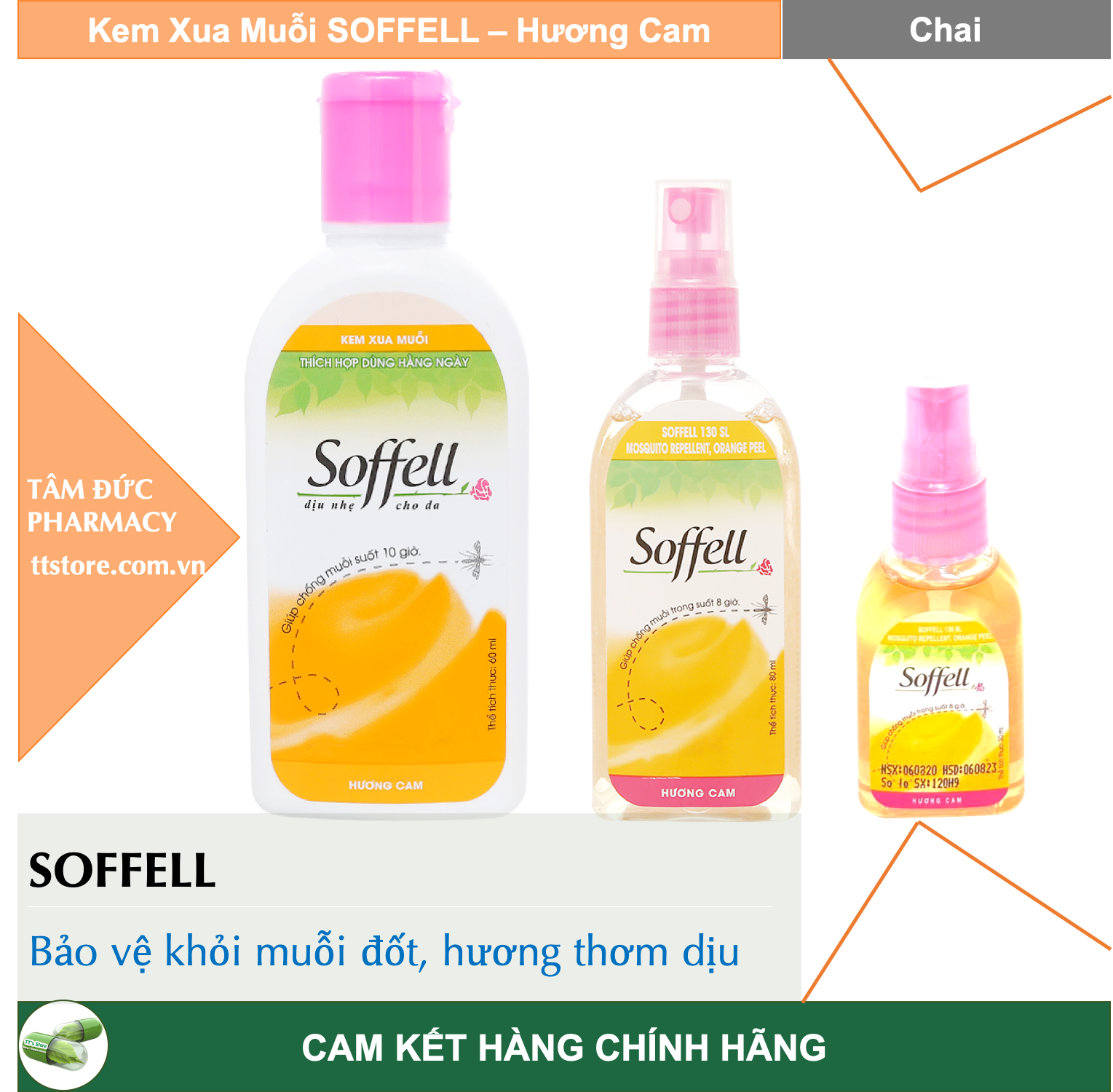 SOFFELL - Xịt Kem bôi chống muỗi Soffell Hương hoa cam sofell soffel sofel - MixASale