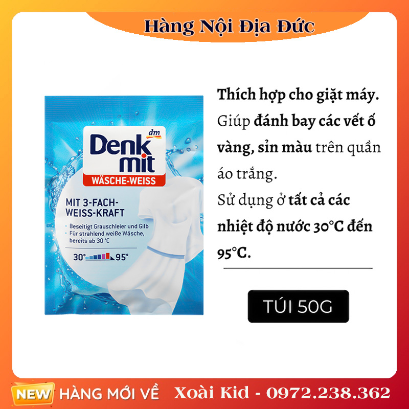 Combo Bột tẩy trắng quần áo Denkmit, Domol Oxi Power WEISS 750g đánh ...