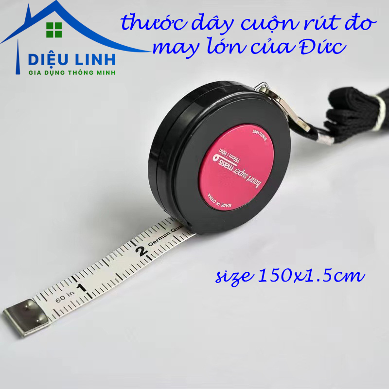 Thước, thước dây, thước đo, thước cuộn rút đo may lớn của Đức 150cm x1 ...
