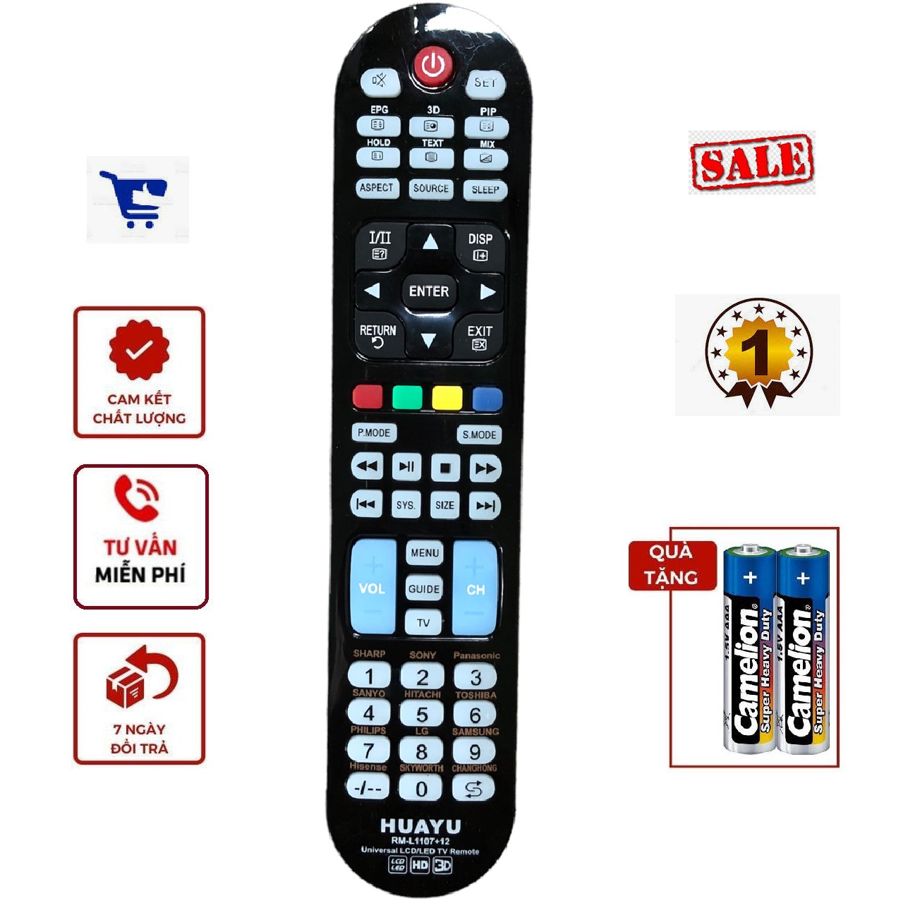 Remote điều khiển tivi đa năng RM-L1107, có thể dùng được cho tất cả ...