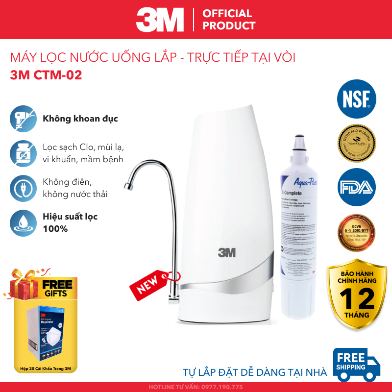 [SIÊU TỐC 2H] Máy Lọc Nước Uống Để Bàn 3M™ CTM-02 Cao Cấp, Không Cần ...