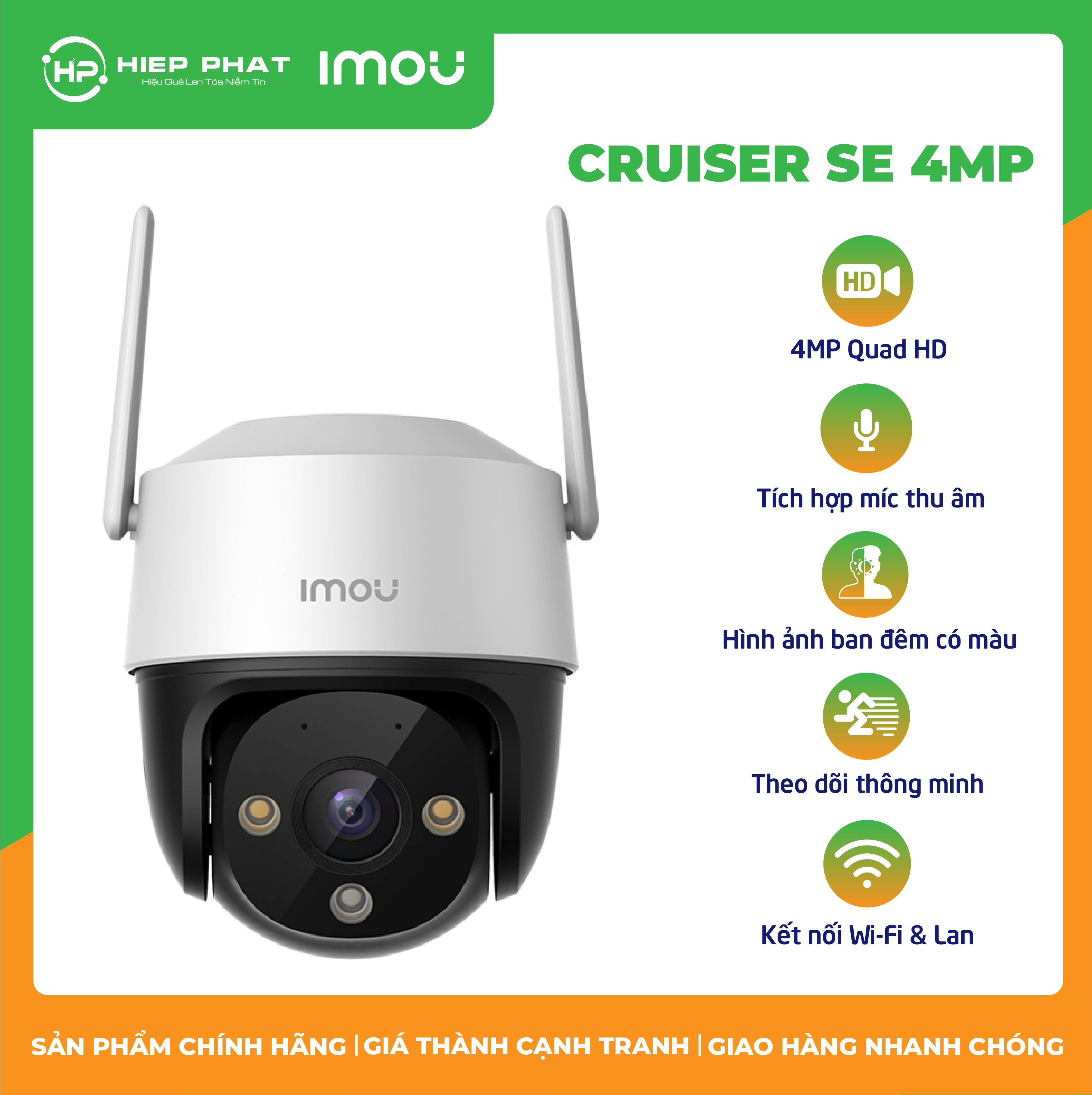 Camera Wifi Ngoài Trời IMOU CRUISER SE (4MP) I IPC-S41FP I Đèn ...