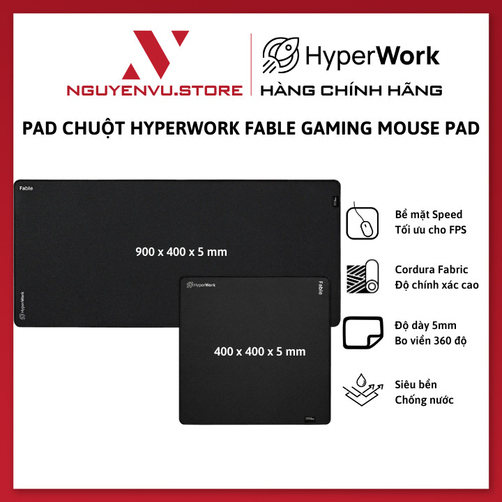 Pad chuột Gaming Mouse Pad HyperWork FABLE (Cordura Fabric) - Bề mặt Speed tối ưu FPS dày 5mm ...