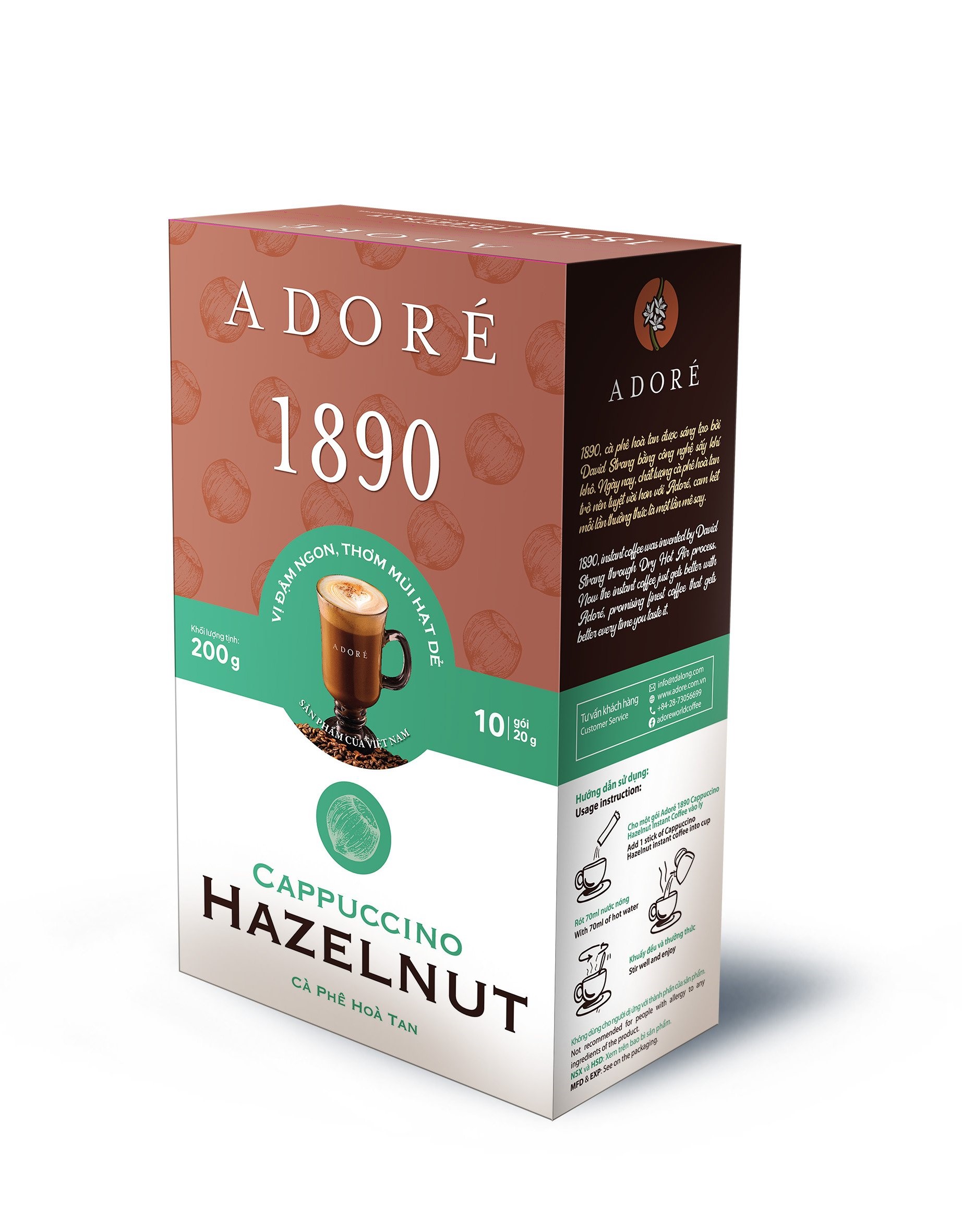 CÀ PHÊ HOÀ TAN ADORÉ 1890 CAPPUCCINO HAZELNUT | Lazada.vn
