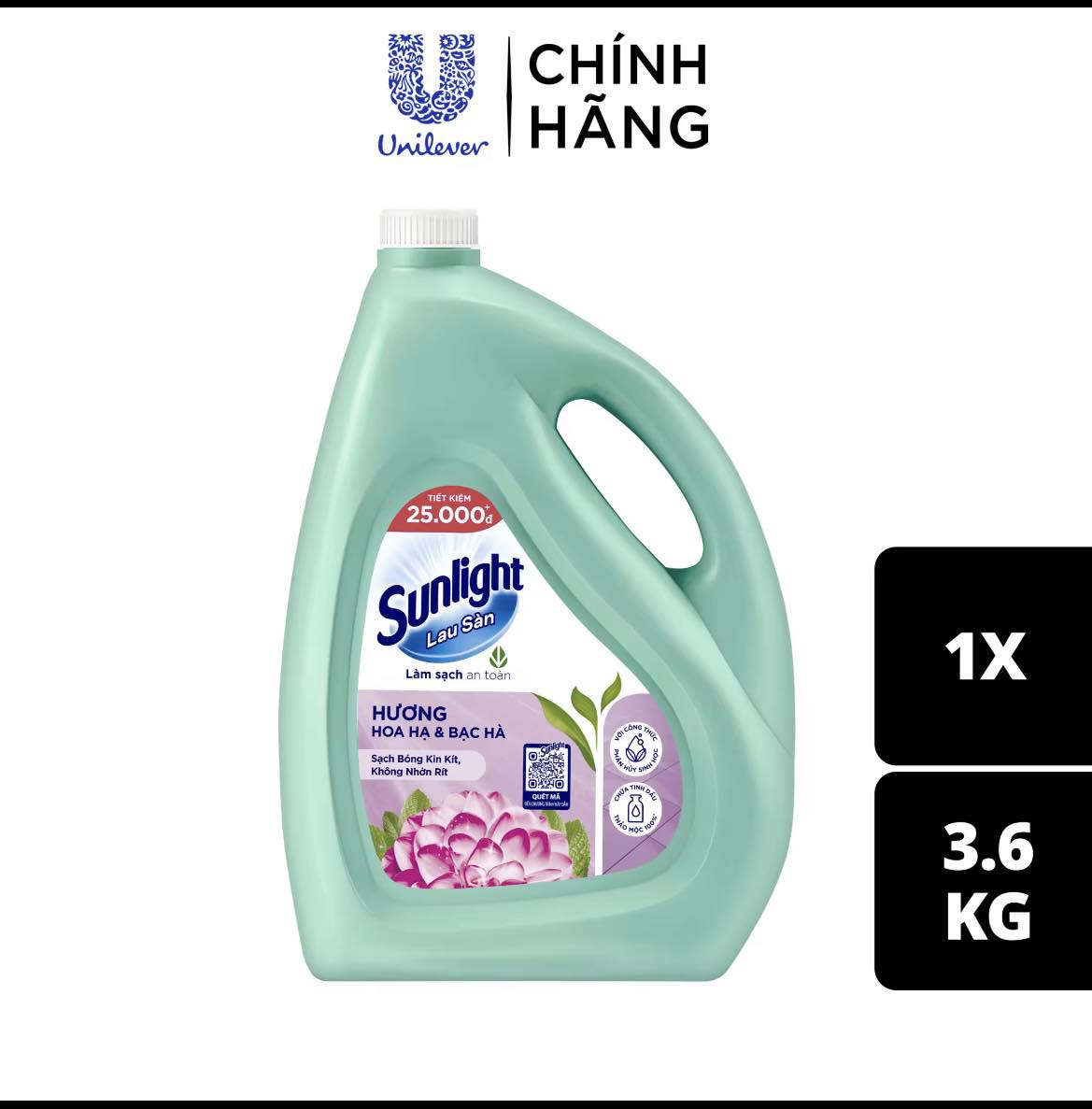 Nước lau sàn Sunlight tinh dầu thảo mộc hương hoa hạ và bạc hà chai ...