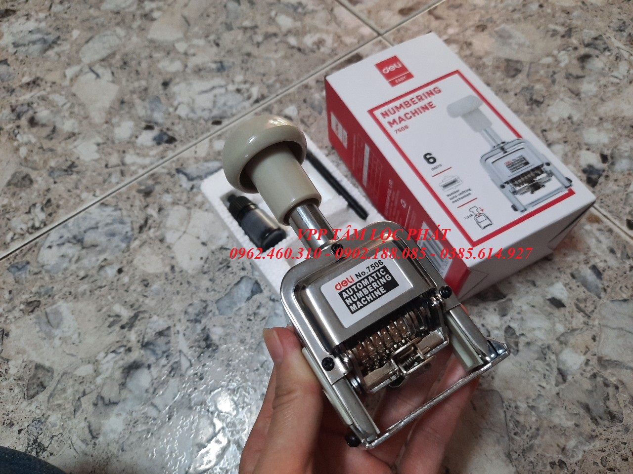 Dấu nhảy số tự động 6 số Deli 7506 (CHÍNH HÃNG) dùng đóng số thứ tự ...
