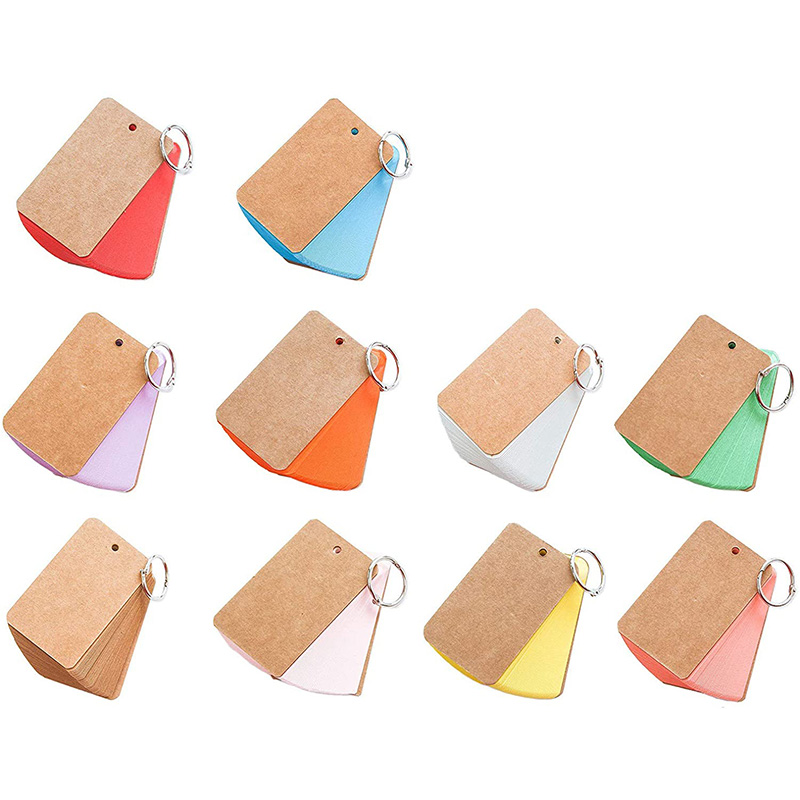 2pcs Binder Ring Easy Flip Flash Cards Study Cards, 100 Blank Pages ...