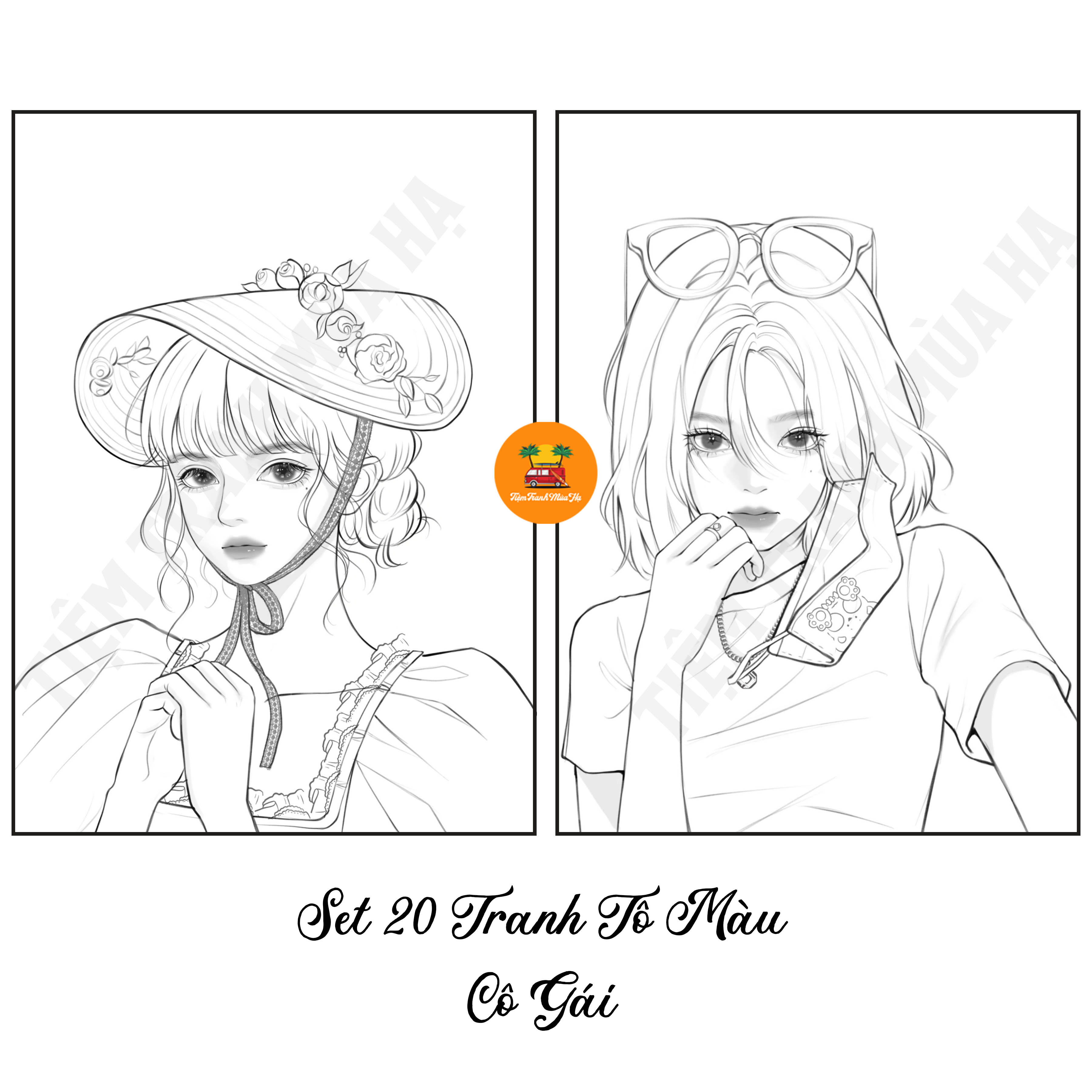[MH09] Set 20 Tờ Tranh Tô Màu Cô Gái Kích Thước A5 Dành Cho Màu Sáp, Màu Chì - Tiệm Tranh Mùa Hạ ...
