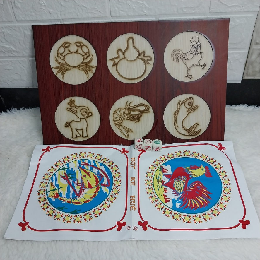 Bộ Lắc Bầu Cua Tôm Cá Nai Gà Bằng Gỗ Nguyên Tấm Cực Bền Cực Đẹp, Board ...