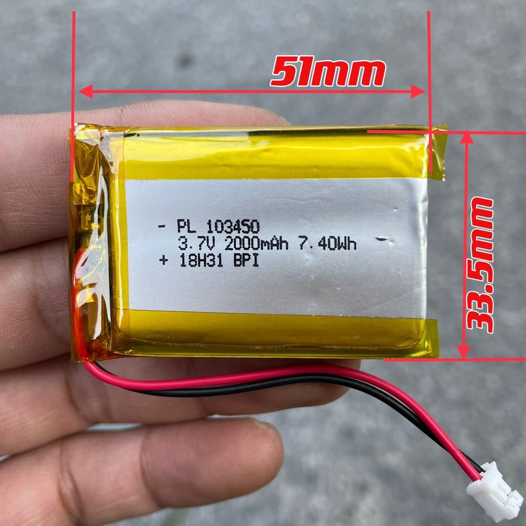 Pin Lithium Polymer 103450 3.7V 2000mAh dung lượng thực, có mạch bảo vệ ...