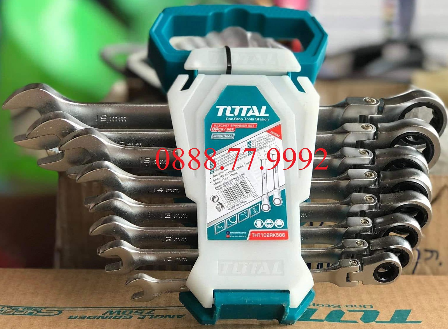 Bộ 8 cờ lê vòng miệng 2 chiều TOTAL THT102RK586 chất liệu Cr-Mo chất lượng cao, kích thước 8 ...