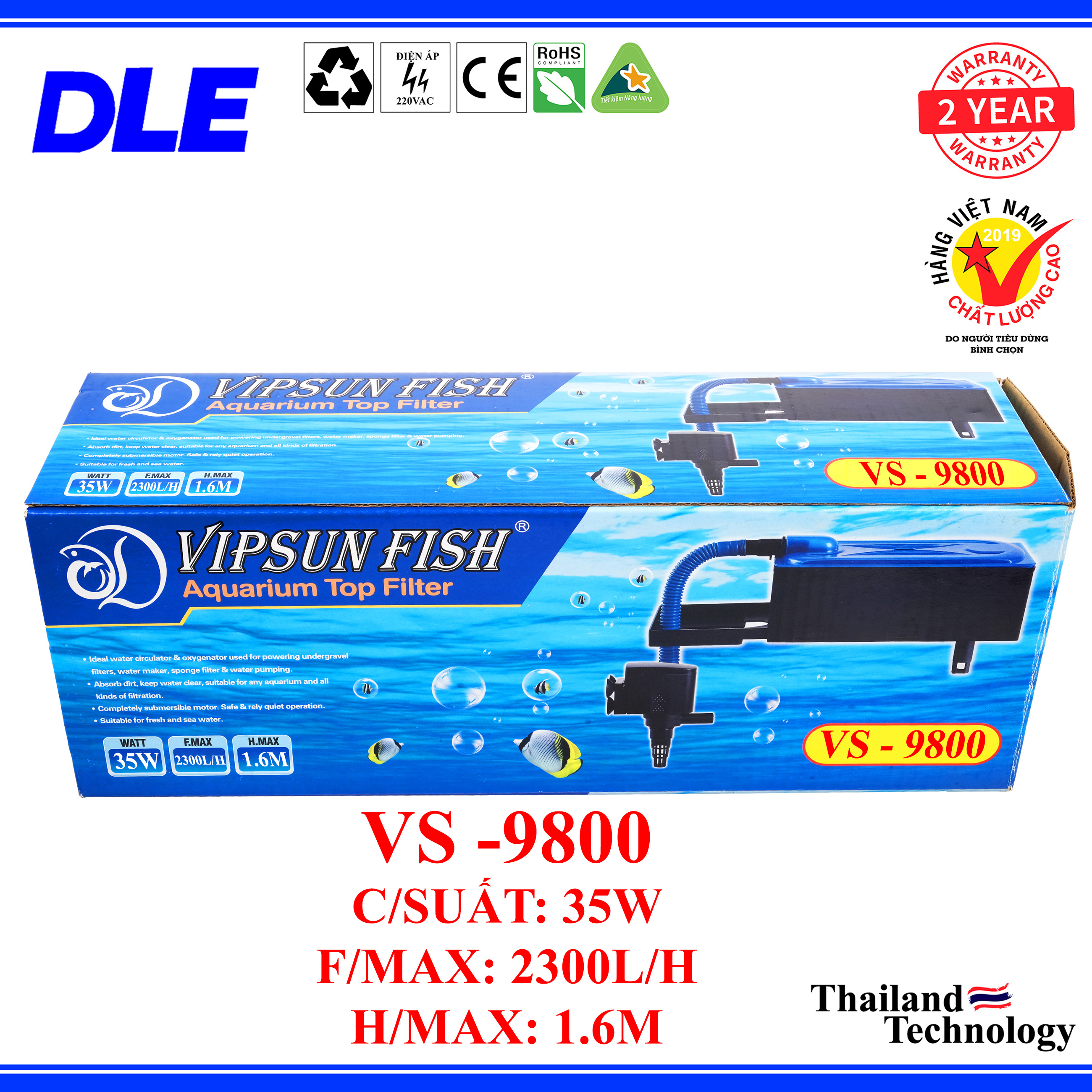 MÁY BƠM LỌC NƯỚC HỒ CÁ CAO CẤP VIPSUN FISH - VS 9800 - CÔNG SUẤT 35W ...