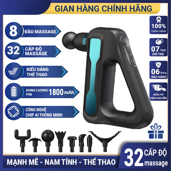 Máy Mát Xa Gun Cầm Tay Trị Liệu Xung Điện 8 Đầu HB-003 32 Chế Độ Rung ...