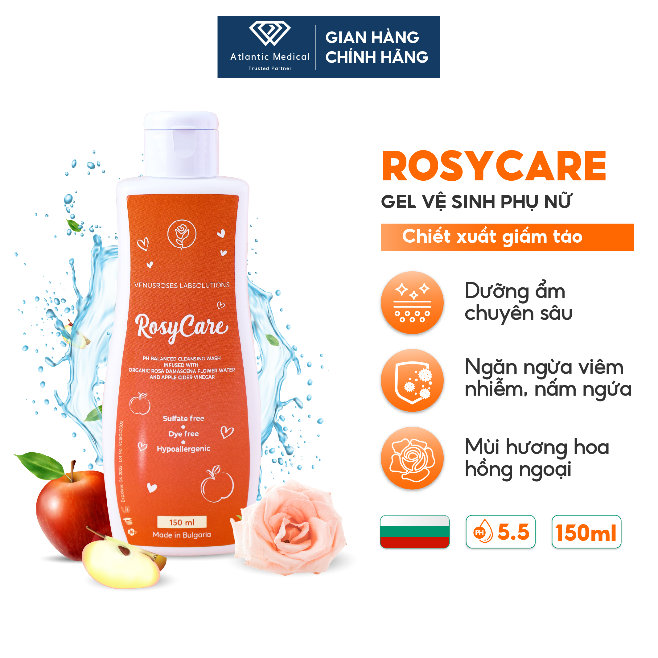 Dung Dịch Vệ Sinh Phụ Nữ ROSYCARE Dạng Gel Làm Sạch Ngăn Ngừa Viêm ...