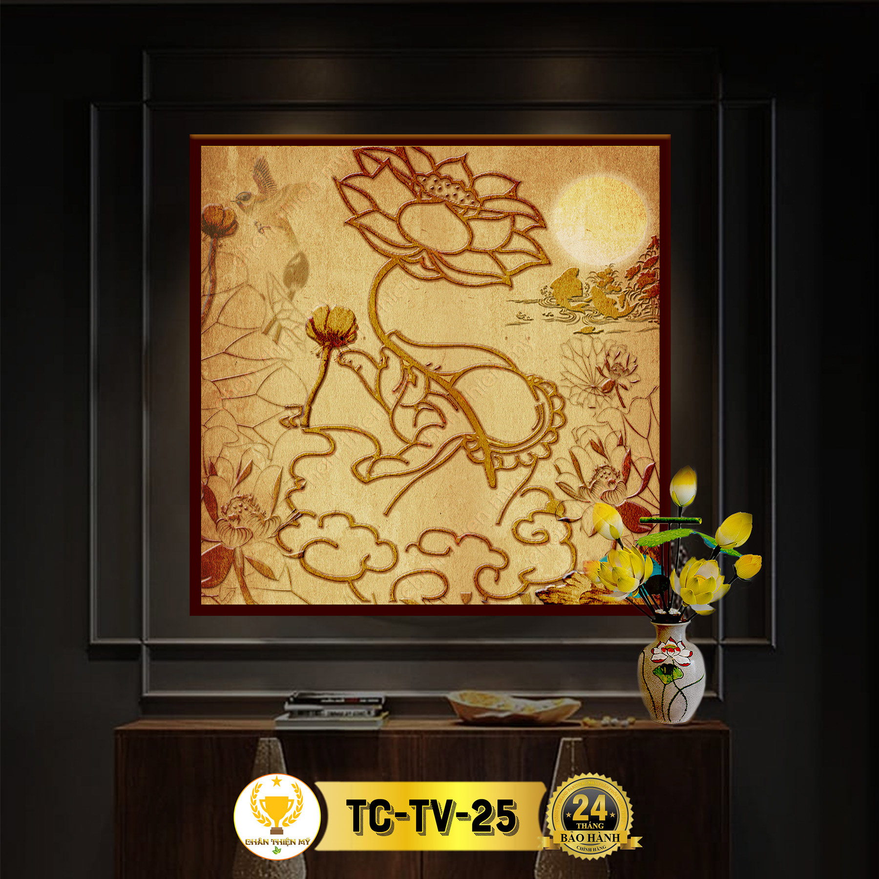 Đèn Thờ Tranh Trúc Chỉ Vuông CHÂN THIỆN MỸ, Đèn Led Hào Quang Phật ...