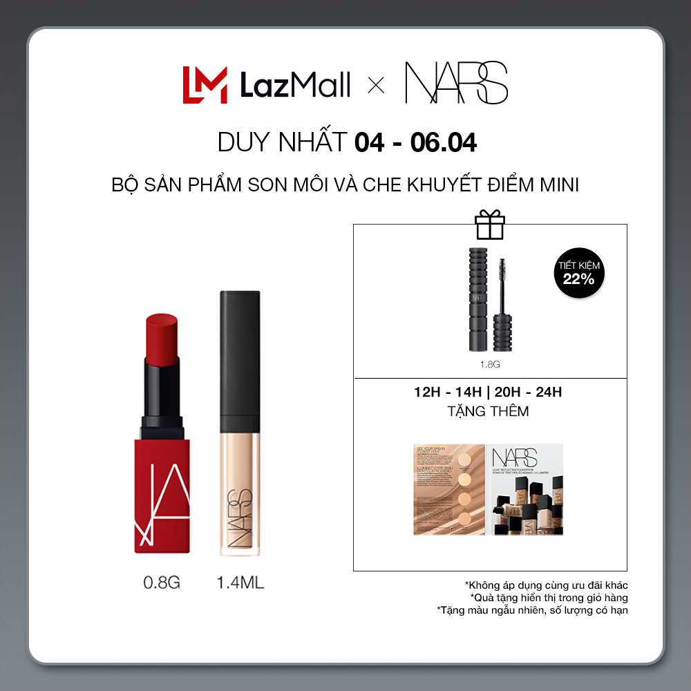 04-06.04 TẶNG 1 QUÀ VOUCHER 5 Bộ sản phẩm mini Kem che khuyết điểm NARS Radiant Creamy 1.4ml Son ...