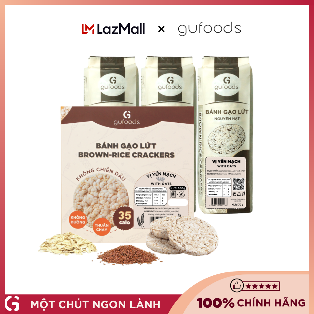 Combo 2 hũ bánh gạo lứt mầm GUfoods (bánh mầm) - Giàu GABA tự nhiên Hỗ ...
