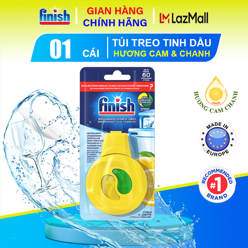 Túi treo tinh dầu hương chanh cam Finish cho máy rửa chén bát. Vỉ treo ...