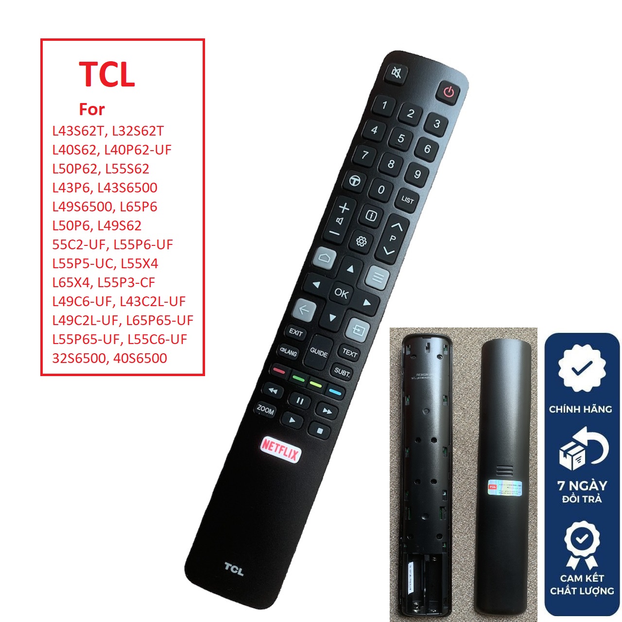 Điều khiển tivi TCL smart Chính hãng 100 tặng kèm pin remote tivi tcl ...
