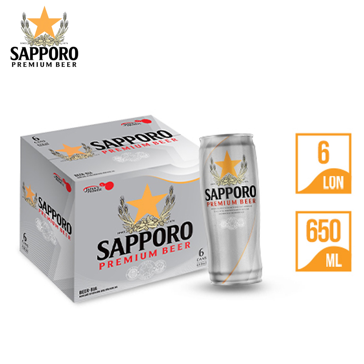THÙNG 6 LON BIA SAPPORO PREMIUM BEER 650ML | Lazada.vn
