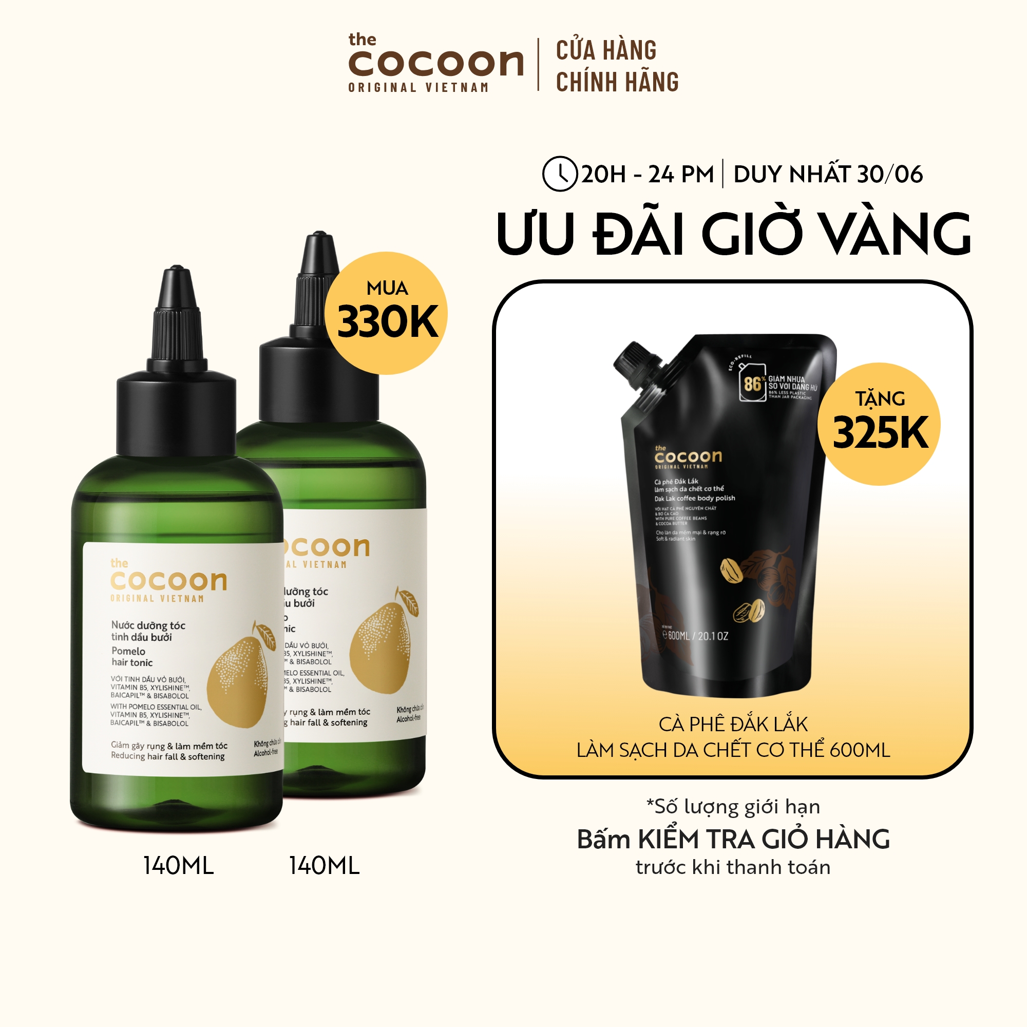 Túi Refill - Dầu gội bưởi Cocoon giúp giảm gãy rụng và làm mềm tóc ...