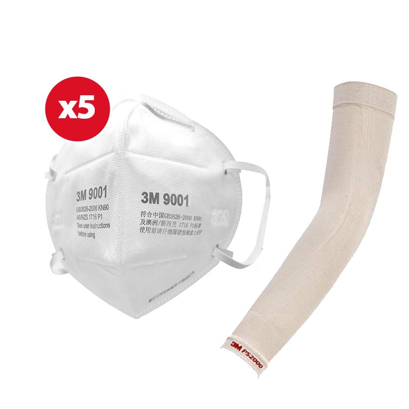 Combo 5 Khẩu trang lọc bụi khí thải chuẩn N90 3M 9001 Ống Tay Chống ...