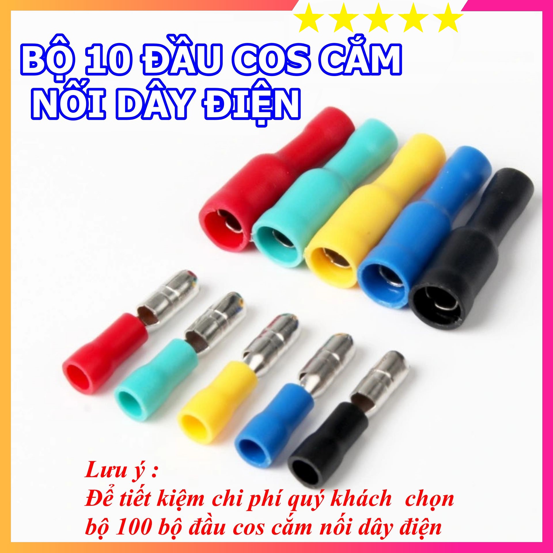 Đầu cos dây điện tròn bọc phủ nhựa SV 2-3, đầu cốt bấm nối dây điện 0 ...