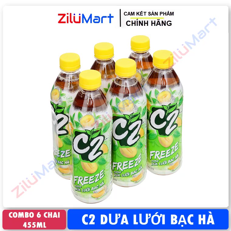 Trà đen dưa lưới bạc hà C2 Freeze (lốc 6 chai) loại 455ml | Lazada.vn