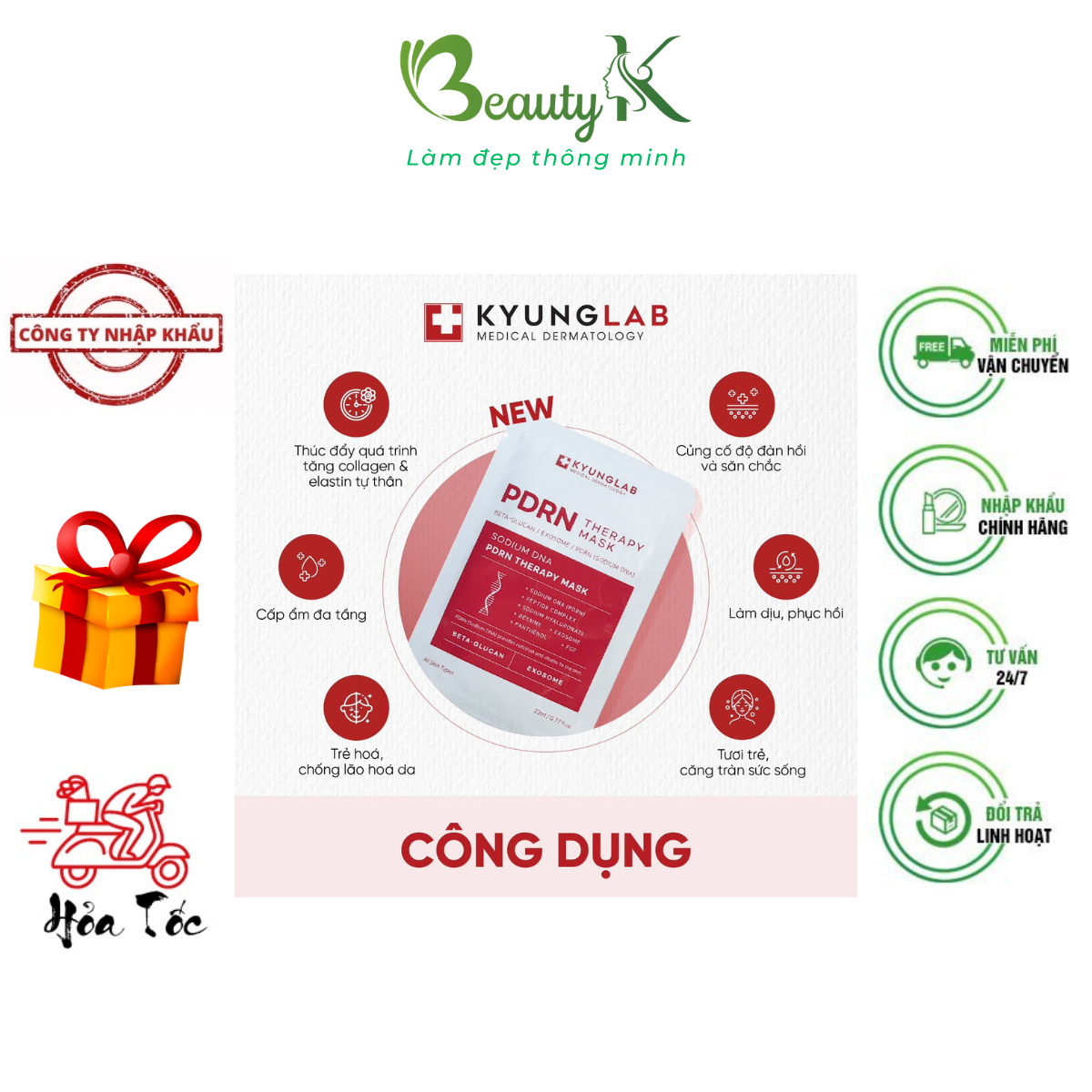 Mặt Nạ KyungLab PDRN Therapy Mask Kyung Lab siêu cấp ẩm, phục hồi, căng ...