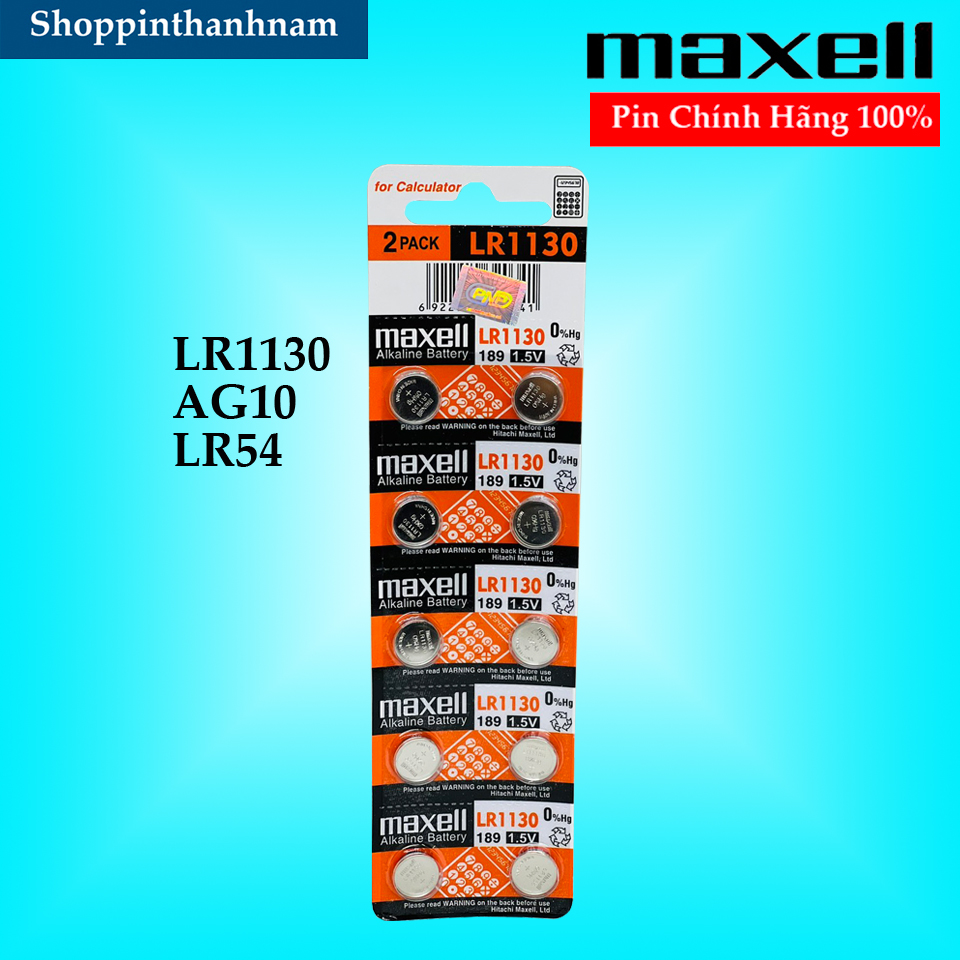Pin LR1130 Maxell LR54 AG10 Vỉ 10 Viên Chính Hãng Thay Máy Tính Casio ...