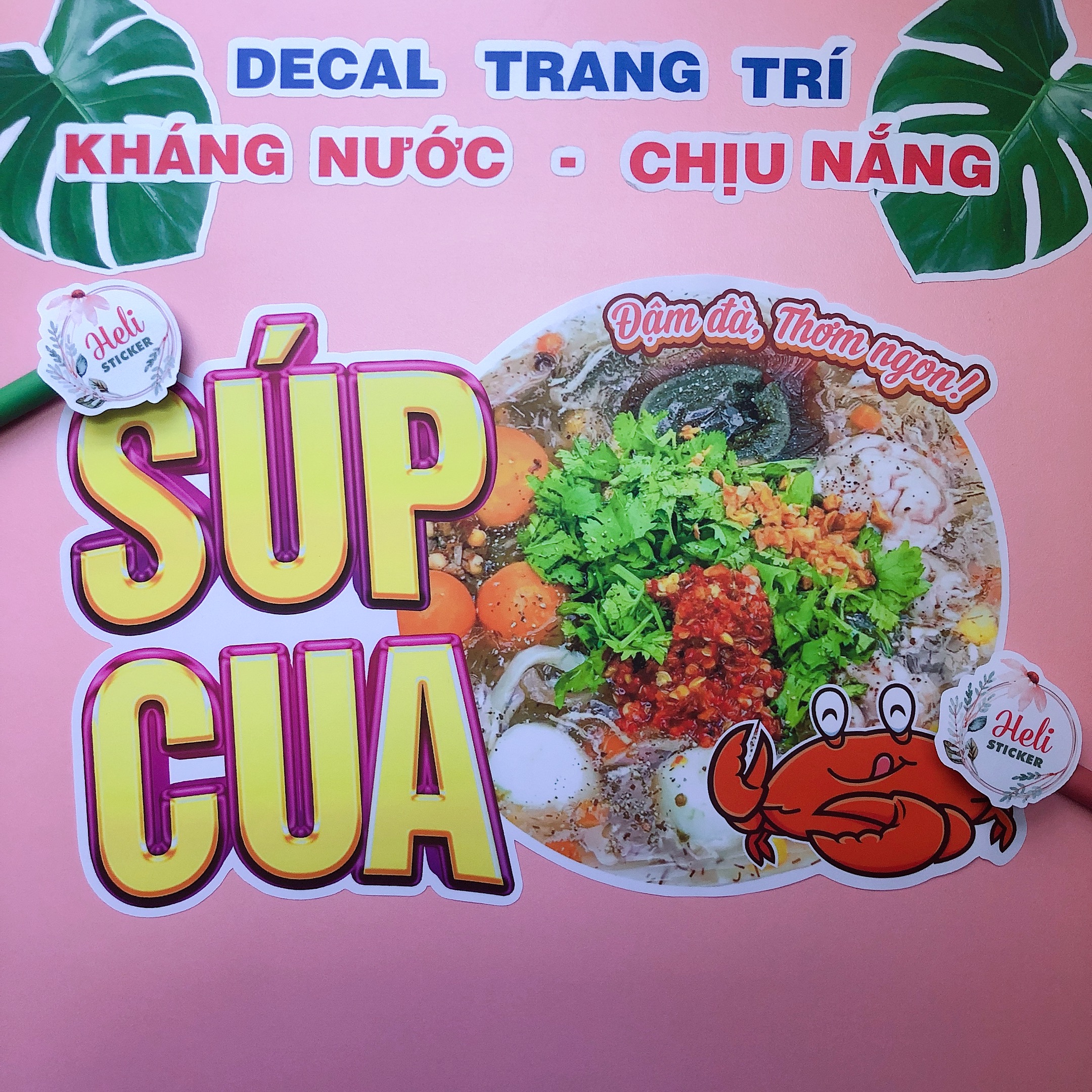 Decal Trang Trí SÚP CUA Loại 1 Hình Dán Quán Ăn Vặt, Trà Sữa, Cà Phê ...