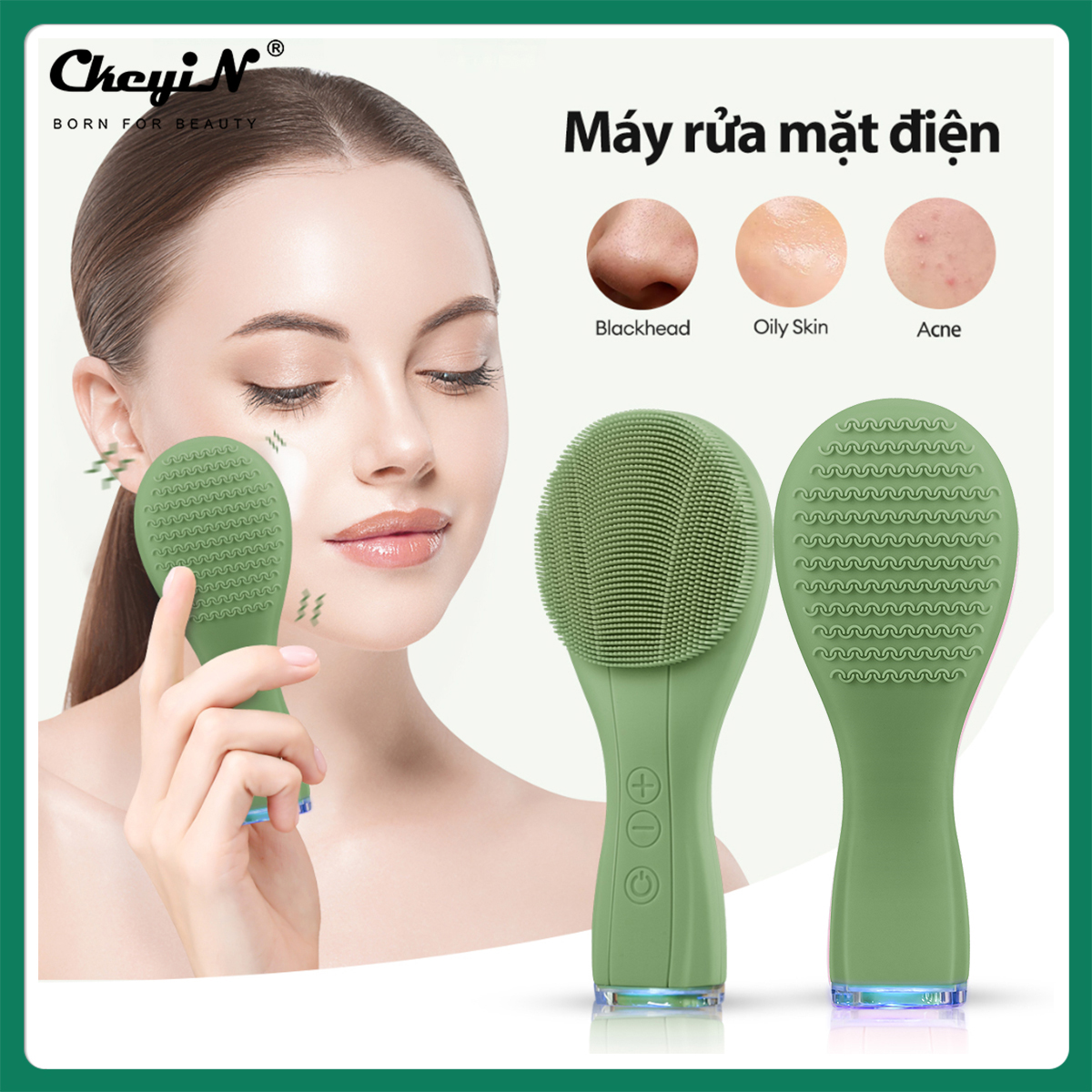 Máy rửa mặt bằng điện CkeyiN chống nước bằng silicon làm sạch sâu da ...