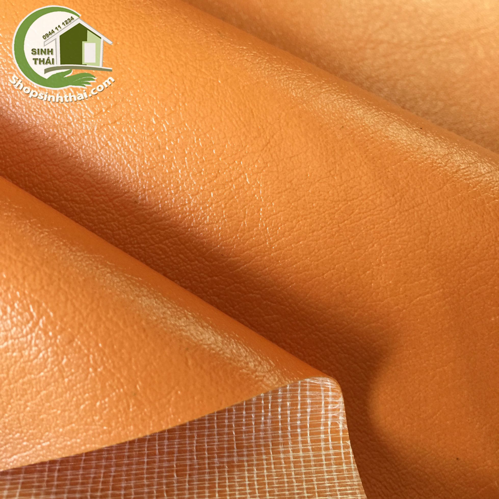 [HCM]Vải da simili PVC màu cam có vân - vải giả da may túi làm dép bọc ...