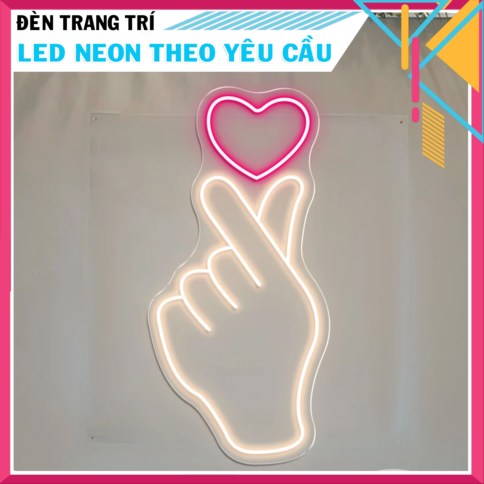 Đèn Led Thả Tim trang trí phòng - Mẫu đèn Led Neon Bàn Tay + Trái Tim ...